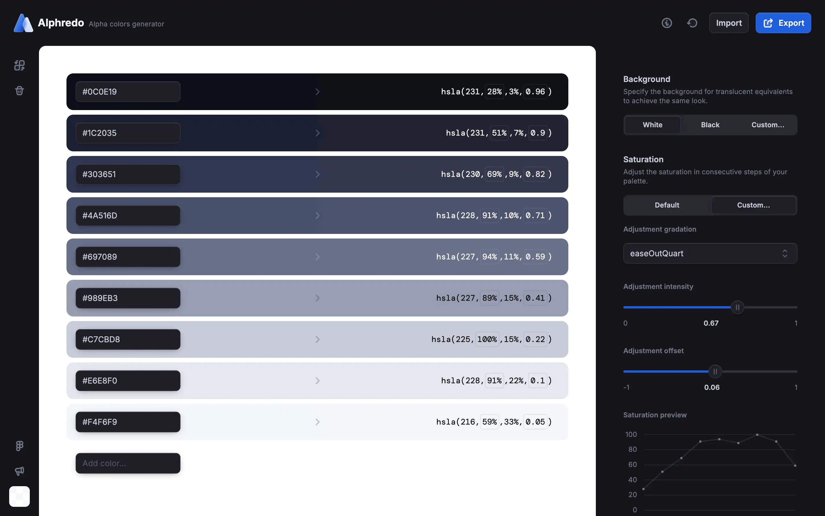 Alphredo — Alpha colors generator - Fountn