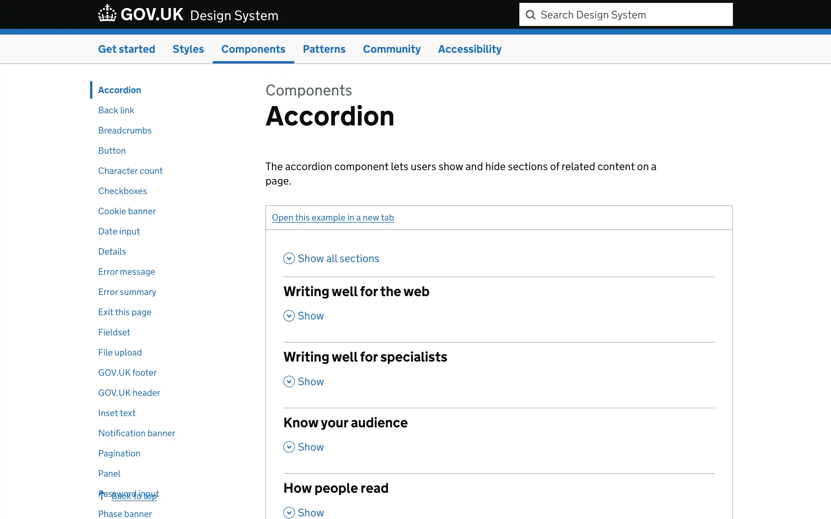 GOV.UK Design System - Accordion - Fountn